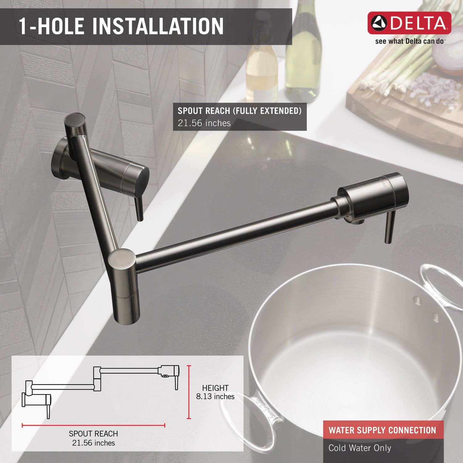 Contemporary Pot Filler - Stainless 1165LF-SS Delta – Splashes