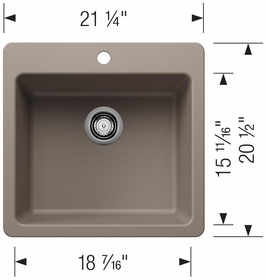 Liven 21 1 Bowl Silgranit Dual Mount Kitchen Sink - Truffle 403662 Bla ...