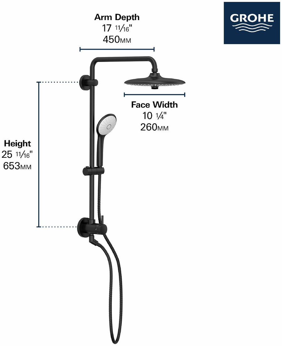 Retro-Fit 260 Shower System - Chrome 27867001 Grohe – Splashes