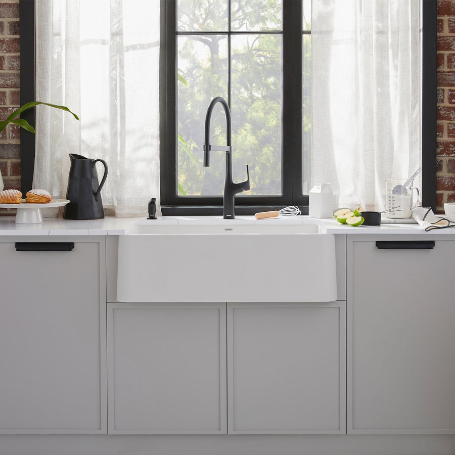 Ikon 33 1 Bowl Silgranit Undermount Apron Front Kitchen Sink - White 4 ...