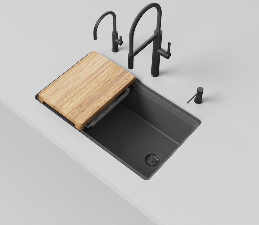 Inteos 33 1 Bowl Silgranit Undermount Kitchen Sink - Cinder 403886 Bla ...