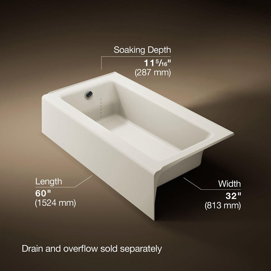 Bellwether 60" X 32" Alcove Bathtub with Integral Apron and LH Drain ...