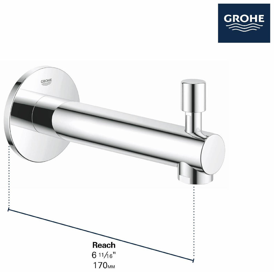 Concetto Tub Spout with Diverter - Grohe Hard Graphite 13275A01 Grohe ...