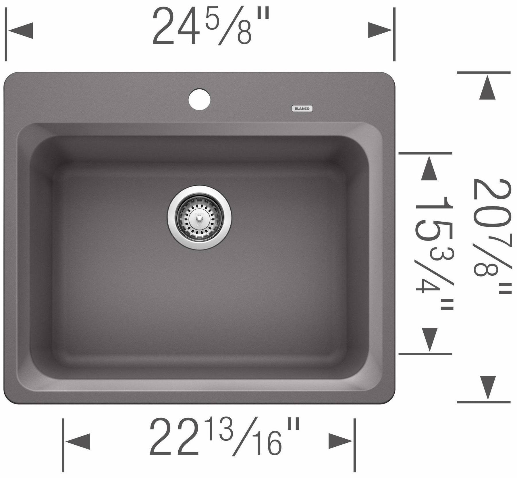 Vision 1 Bowl Drop-In Silgranit Sink - Cinder 401401 Blanco – Splashes