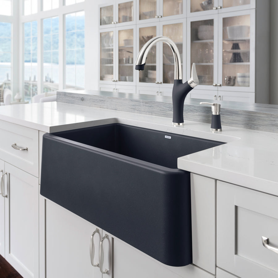 Ikon 30 1 Bowl Silgranit Undermount Apron Front Kitchen Sink - Anthrac ...