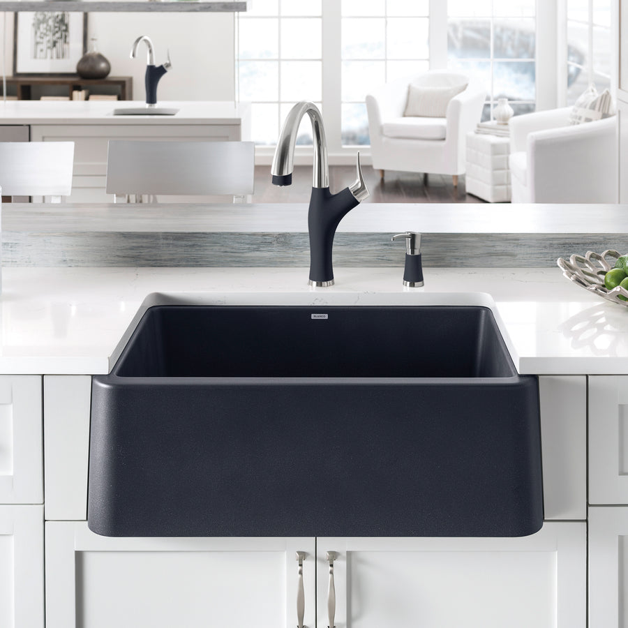 Ikon 30 1 Bowl Silgranit Undermount Apron Front Kitchen Sink - Anthrac ...