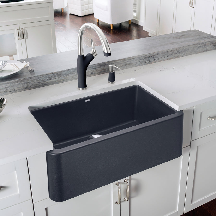 Ikon 30 1 Bowl Silgranit Undermount Apron Front Kitchen Sink - Anthrac ...