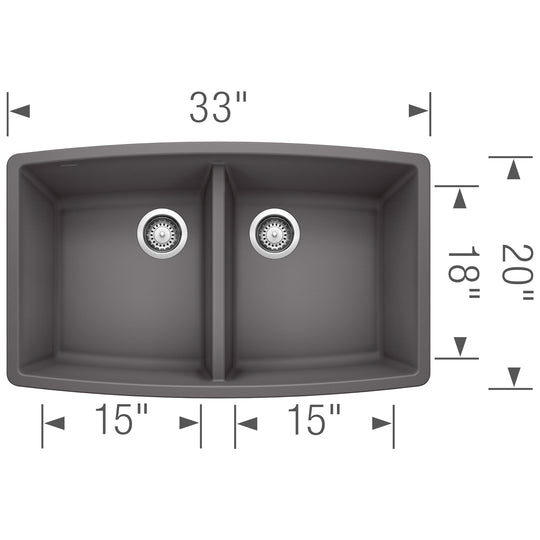 Performa U 1 Bowl Undermount Silgranit Bar Sink - Coal Black 402663 Bl ...